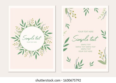 Vektor Stok Botanical Card Template Invitation Cards (Tanpa Royalti ...