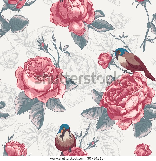 Botanical Floral Seamless Pattern Vintage Style Stock Vector (Royalty ...