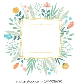 Botanical Frame Handwriting Flowers Stock Vector (Royalty Free ...