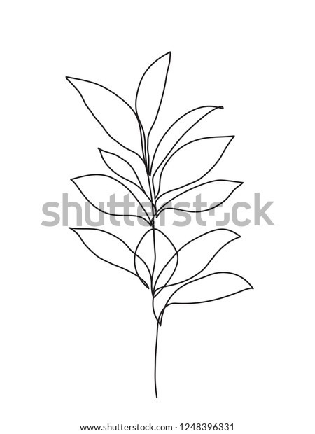 Botanical Leaves One Line Drawing Art Stock Vector (Royalty Free ...