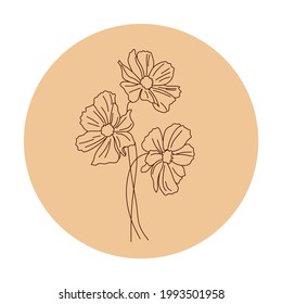 Botanical Line Art Vector Illustration Flowers Stock Vector (Royalty ...