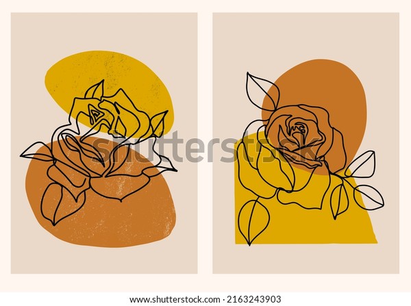 Botanical Wall Art One Line Drawing Stock Vector (Royalty Free ...