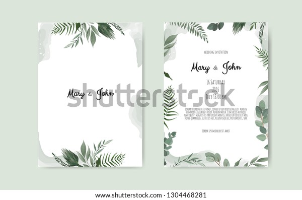 Botanical Wedding Invitation Card Template Design Stock Vector (Royalty ...