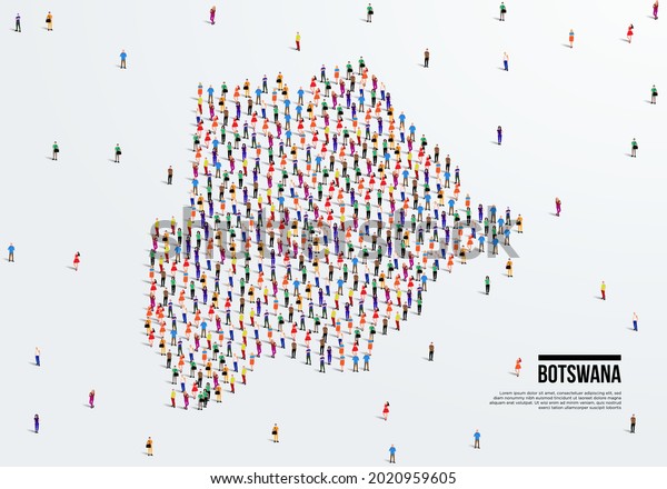 Botswana Map Large Group People Form Stock Vector (Royalty Free ...