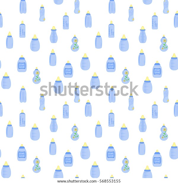 Bottle Baby Seamless Pattern Children Boy Stock Vector (Royalty Free ...