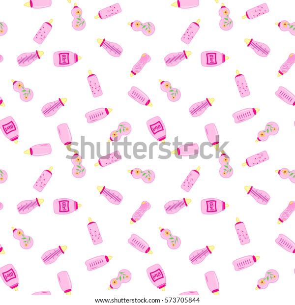 Bottle Baby Seamless Pattern Children Girls Stock Vector (Royalty Free ...