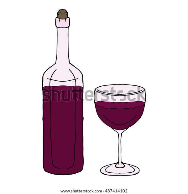 Bottle Glass Set Red Wine Cartoon Stock Vector (Royalty Free) 487414102