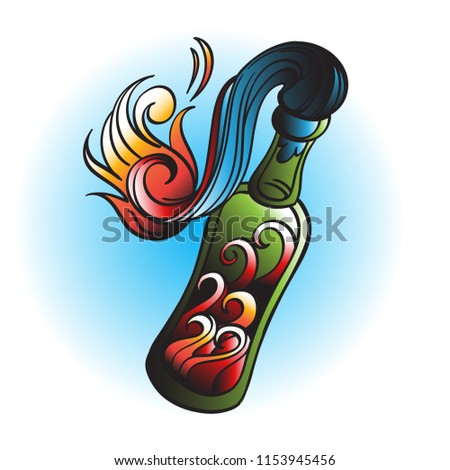 Bottle Incendiary Mixture Illustration Style Old Stock Vector (Royalty ...