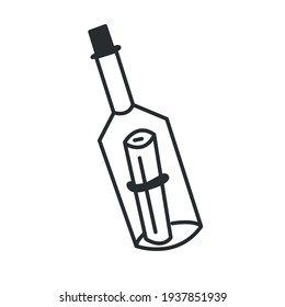 Bottle Note Simple Black White Doodle Stock Vector (Royalty Free ...