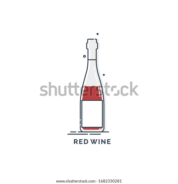 Bottle Red Wine Line Art Great Stock Vector (Royalty Free) 1682330281 ...