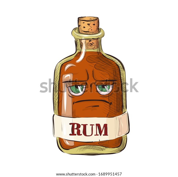 Bottle Rum Facial Expression Funny Cartoon Stock Vector (Royalty Free ...