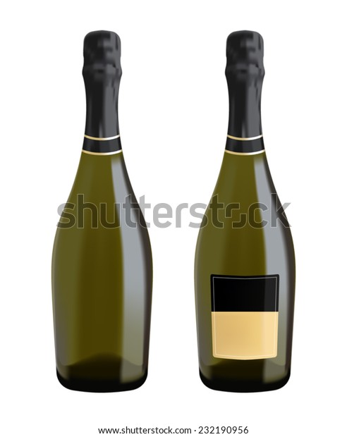 Bottles Sparkling Wine Champagne Prosecco Vector: стоковая векторная ...