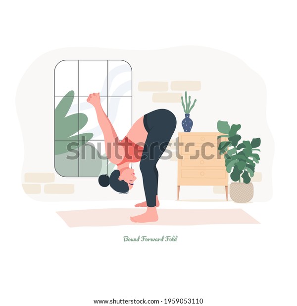 Bound Forward Fold Yoga Pose Young Stock Vector (Royalty Free ...