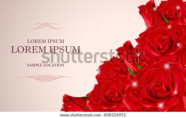 Bouquet Red Roses Text On Card Stock Vector (Royalty Free) 608324951 ...