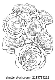 Bouquet Roses Linear Vector Drawing Stock Vector (Royalty Free ...