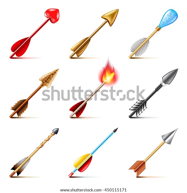 Bow Arrows Games Icons Realistic Vector Stock Vector (Royalty Free ...