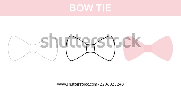 Bow Tie Tracing Coloring Worksheet Kids Stock Vector (Royalty Free ...