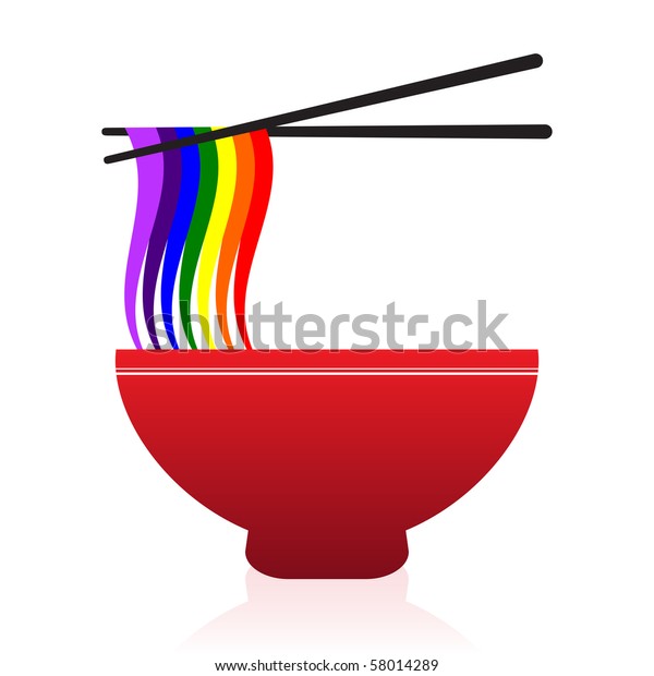 Bowl Rainbow Colored Noodle Soup Chopsticks Stock Vector (Royalty Free ...