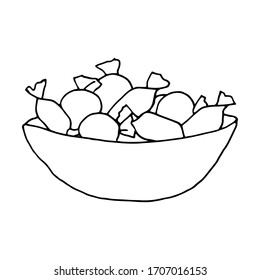 Bowl Sweets Simple Contour Drawing Hand Stock Vector (Royalty Free ...