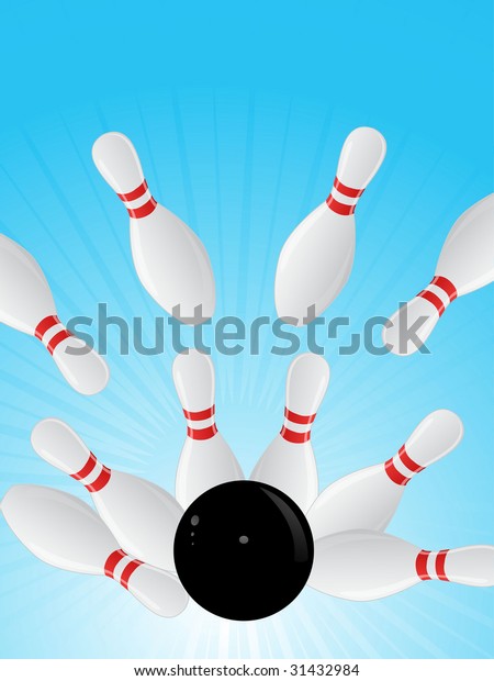 Bowling Ball Knocking Over Bowling Pins Stock Vector (Royalty Free ...