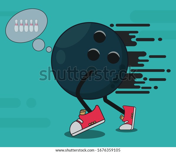 Bowling Ball Running Vector Illustration Blue Stock Vector (Royalty ...