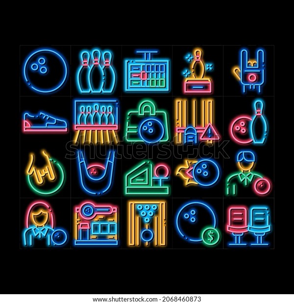Bowling Game Tools Neon Light Sign Stock Vector (Royalty Free ...