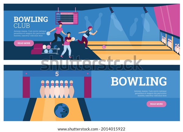 Bowling Horizontal Banner Set Game Pins Stock Vector (Royalty Free ...