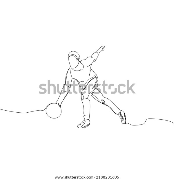 Bowling Player Throwing Ball One Line: เวกเตอร์สต็อก (ปลอดค่าลิขสิทธิ์ ...