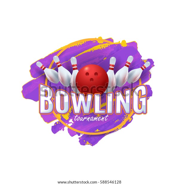 Bowling Poster Purple Watercolors Vector Background Stock Vector ...