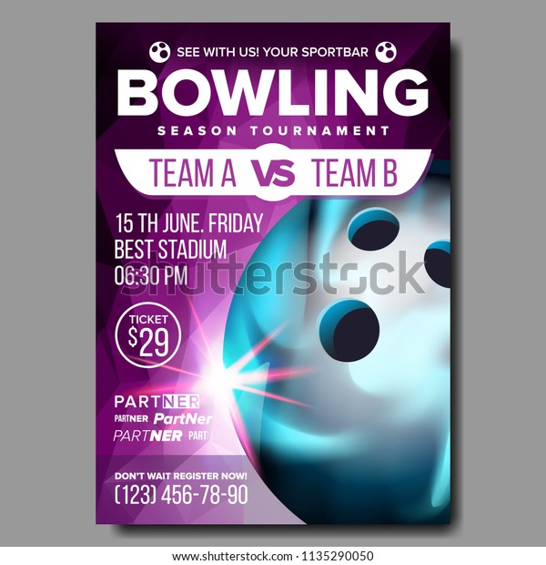 Bowling Poster Vector Banner Advertising Sport Stock Vector (Royalty ...