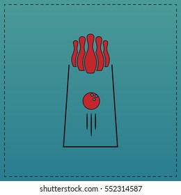 Bowling Red Vector Icon Black Contour Stock Vector (Royalty Free ...