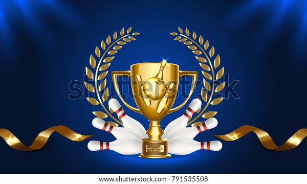 Bowling Tournament Gold Cup Vector Clip Stock Vector (Royalty Free ...