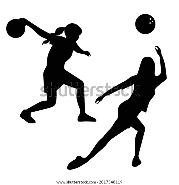 Bowling Woman Silhouette Vector Logo Stock Vector (Royalty Free ...