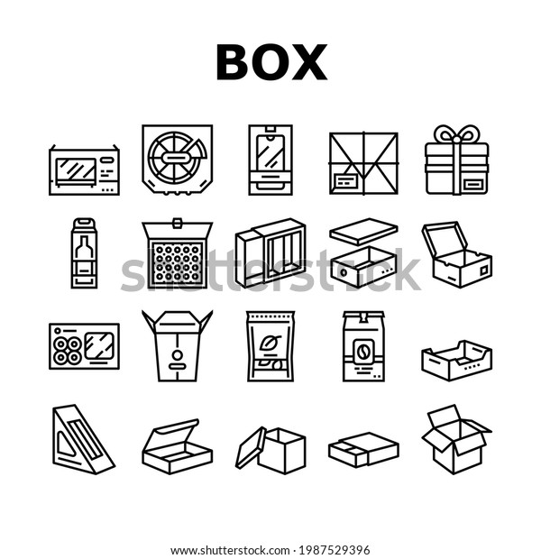 Box Carton Container Collection Icons Set Stock Vector (Royalty Free ...