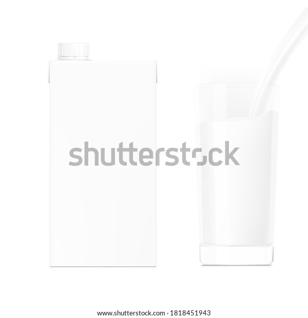 Box Container Realistic Transparent Glass Milk Stock Vector (Royalty ...