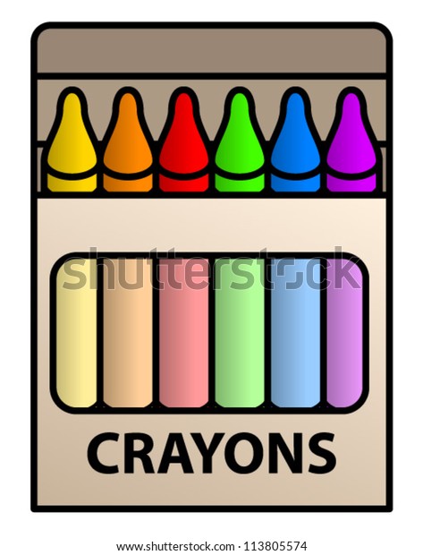 Box Crayons 6 Colors Shown Fronton Stock Vector (Royalty Free ...