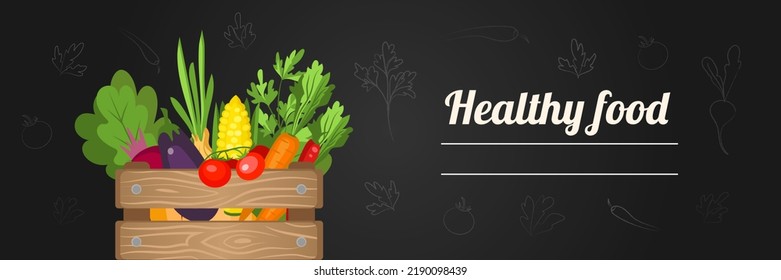 Box Different Vegetables Text Healthy Food Stock Vector (Royalty Free ...