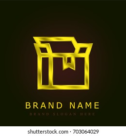 Box Golden Metallic Logo Stock Vector (Royalty Free) 703064029 ...