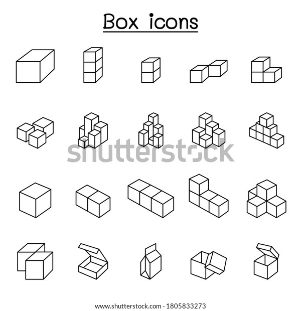 Box Icons Thin Line Style Stock Vector (Royalty Free) 1805833273 ...