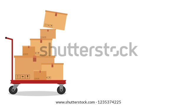 Box On Cart Cart Cartoon Vector Stock Vector (Royalty Free) 1235374225 ...