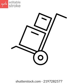 Box Trolley Line Icon Move Truck Stock Vector (Royalty Free) 2197282577 ...