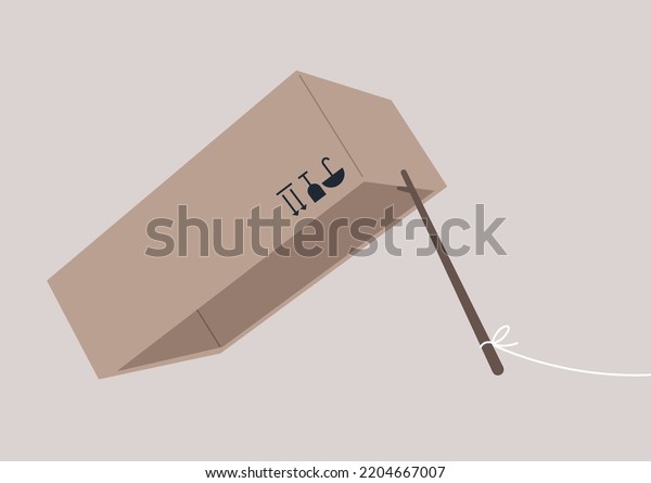 Boxandstick Trap Mechanism Used Live Trapping Stock Vector (Royalty ...