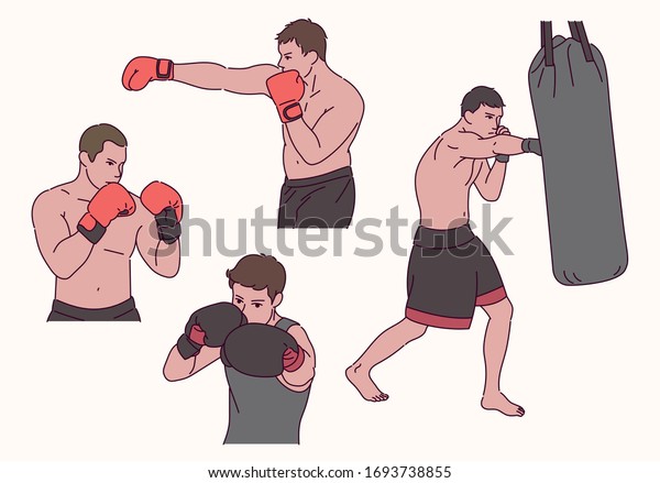 Boxer Characters Hand Drawn Style Vector Stock Vector (Royalty Free ...