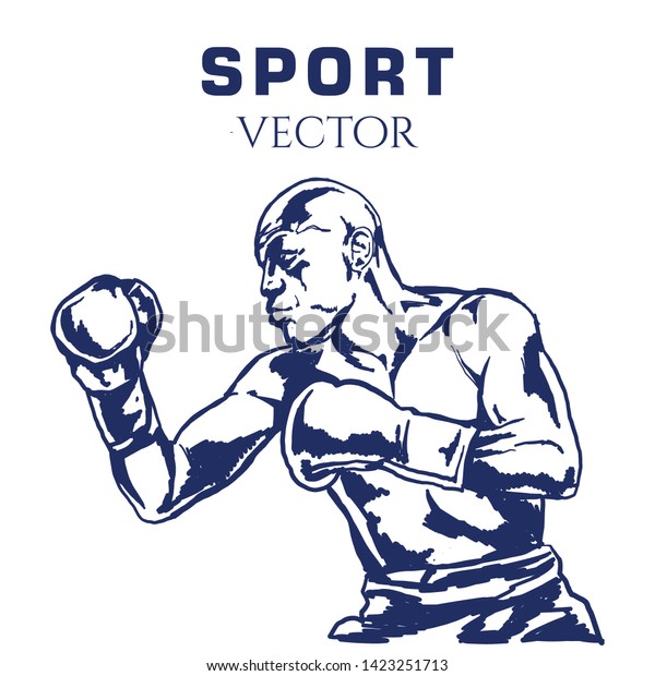 Boxer Fight Drawing Vector Sport Stock Vector (Royalty Free) 1423251713