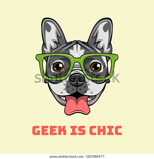 Boxer Nerd Dog Geek Chic Vector Stock Vector (Royalty Free) 582988477