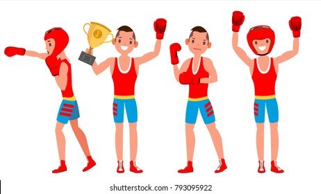 Boxer Player Vector Strength Male Athlete Stock Vector (Royalty Free ...