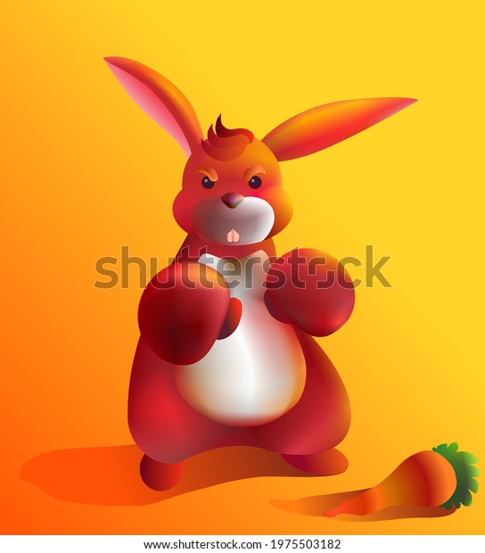 Boxer Rabbit Illustration Showing Rabbit Protecting Stock Vector ...
