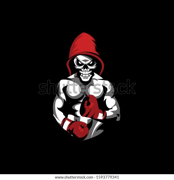 Boxer Skull Head Hoodie Stock Vector (Royalty Free) 1593779341 ...