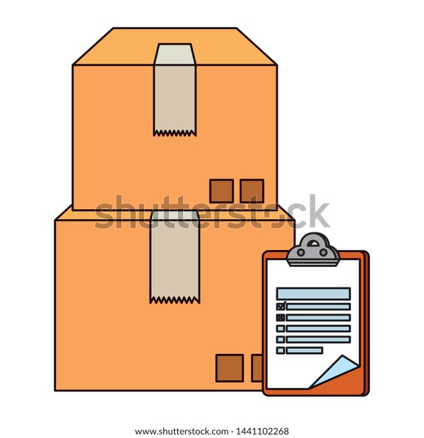Boxes Carton Checklist Delivery Service Stock Vector (Royalty Free ...