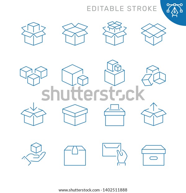 Boxes Related Icons Editable Stroke Thin Stock Vector (Royalty Free ...